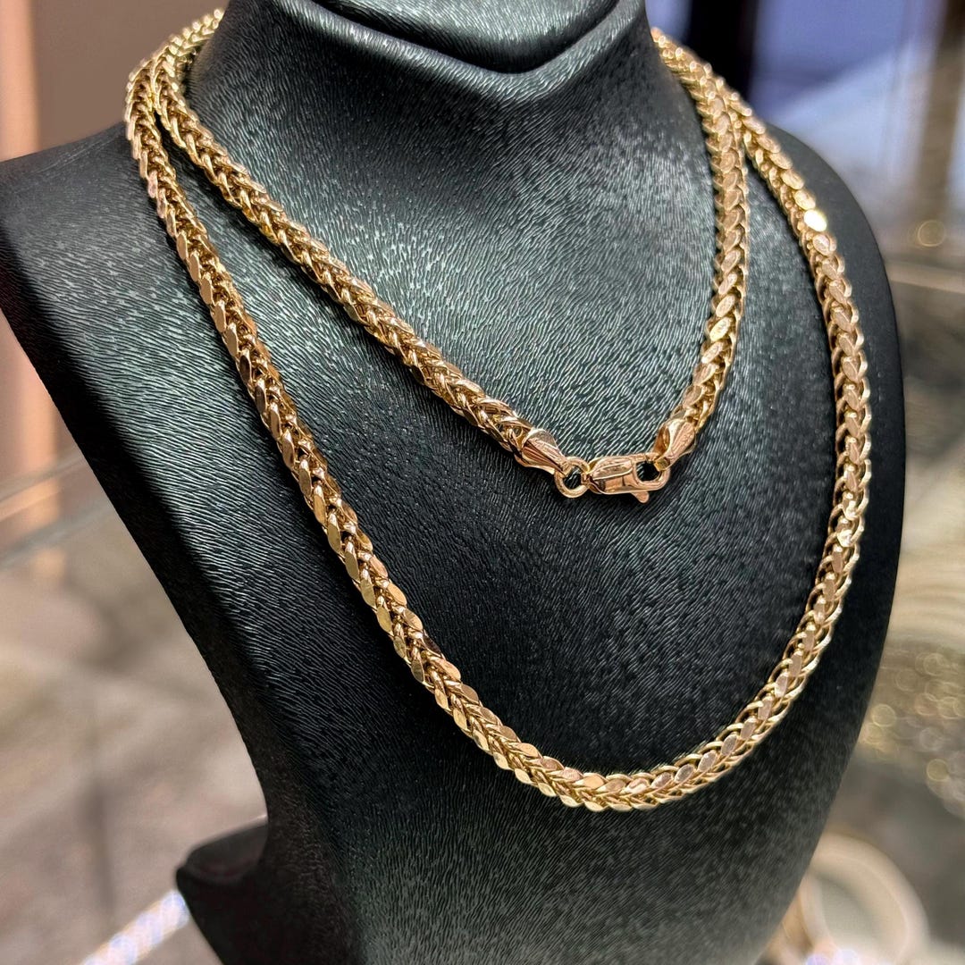 14K Gold Foxtail Chain Necklace, 4 Mm Thickness, Jewelry for Men ...