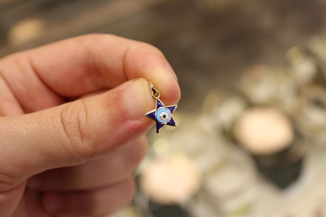 14k Gold Evil Eye Star Pendant, 14k Gold Evil Eye Protection Necklace ...