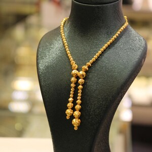 22K Gold Dorica Bead Ball Chain Necklace, Dorica Gold Chain, Jewelry ...