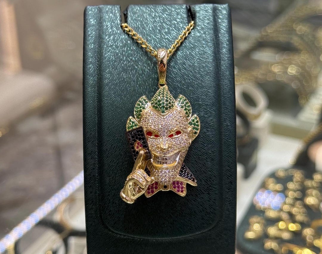 14K Gold Joker Pendant, Iced Out Necklace, Hip Hop Necklace for Men ...