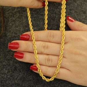 22K Gold Rope Chain Necklace, 4.30mm, Gold Chain, Jewelry for Men, Rope ...