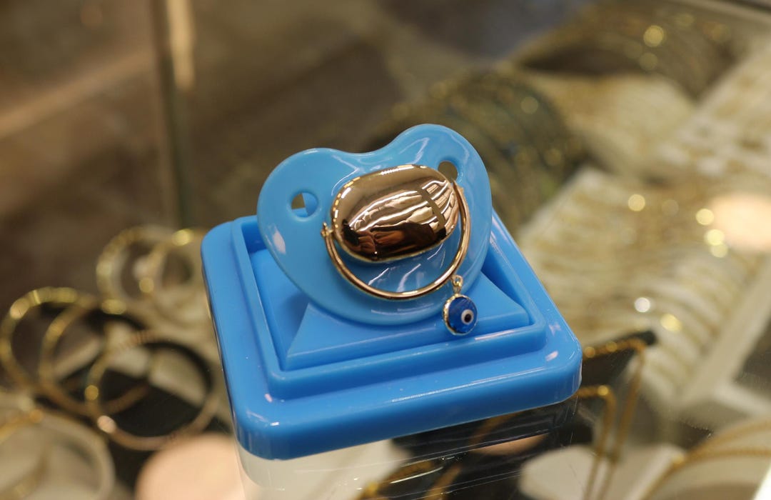 14k Gold Baby Pacifier, Personalized Handmade Gold Pacifier, New Baby ...