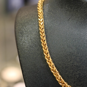 22k Gold Foxtail Chain Necklace, 3.20mm, Gold Chain, Jewelry for Men ...