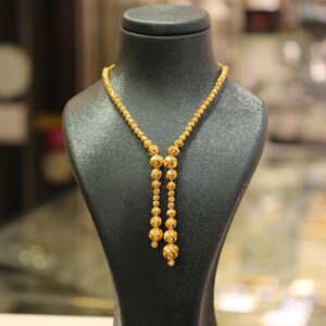 22K Gold Dorica Bead Ball Chain Necklace, Dorica Gold Chain, Jewelry ...