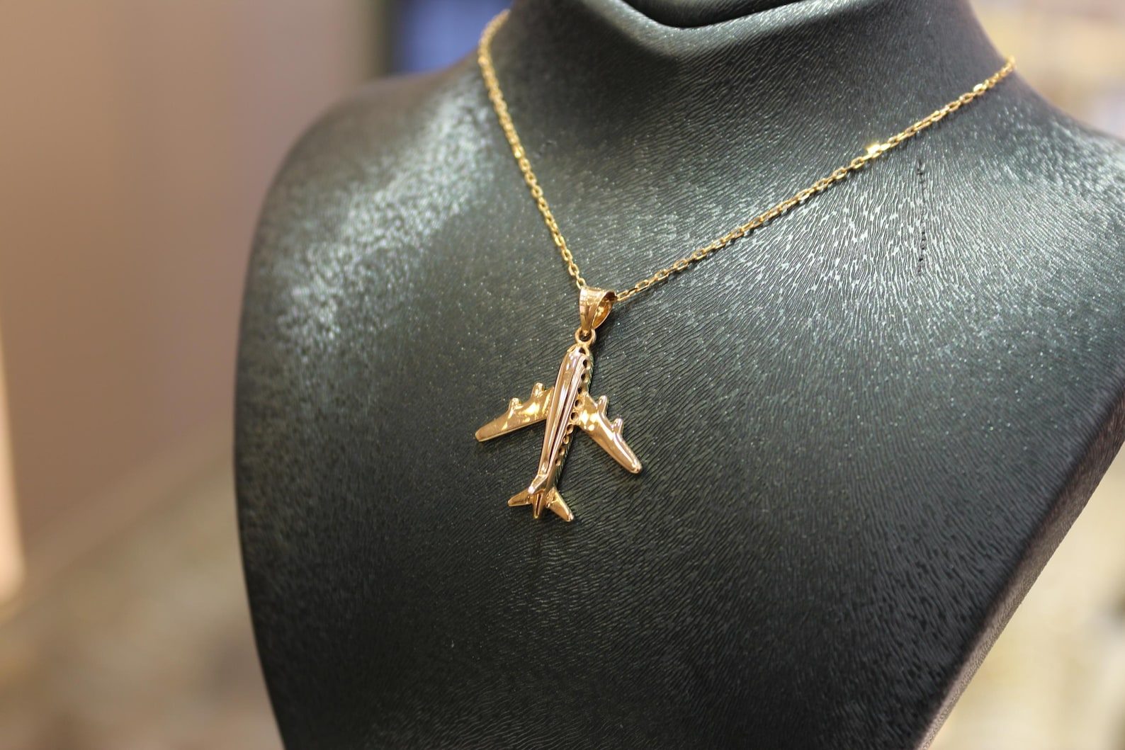 14K Gold Airplane Pendant, Aviation Jewelry for Men and Women, Pilot ...