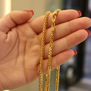 22k Gold Foxtail Chain Necklace, 3.20mm, Gold Chain, Jewelry for Men ...