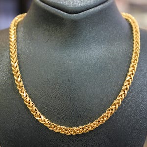22k Gold Foxtail Chain Necklace, 3.20mm, Gold Chain, Jewelry for Men ...
