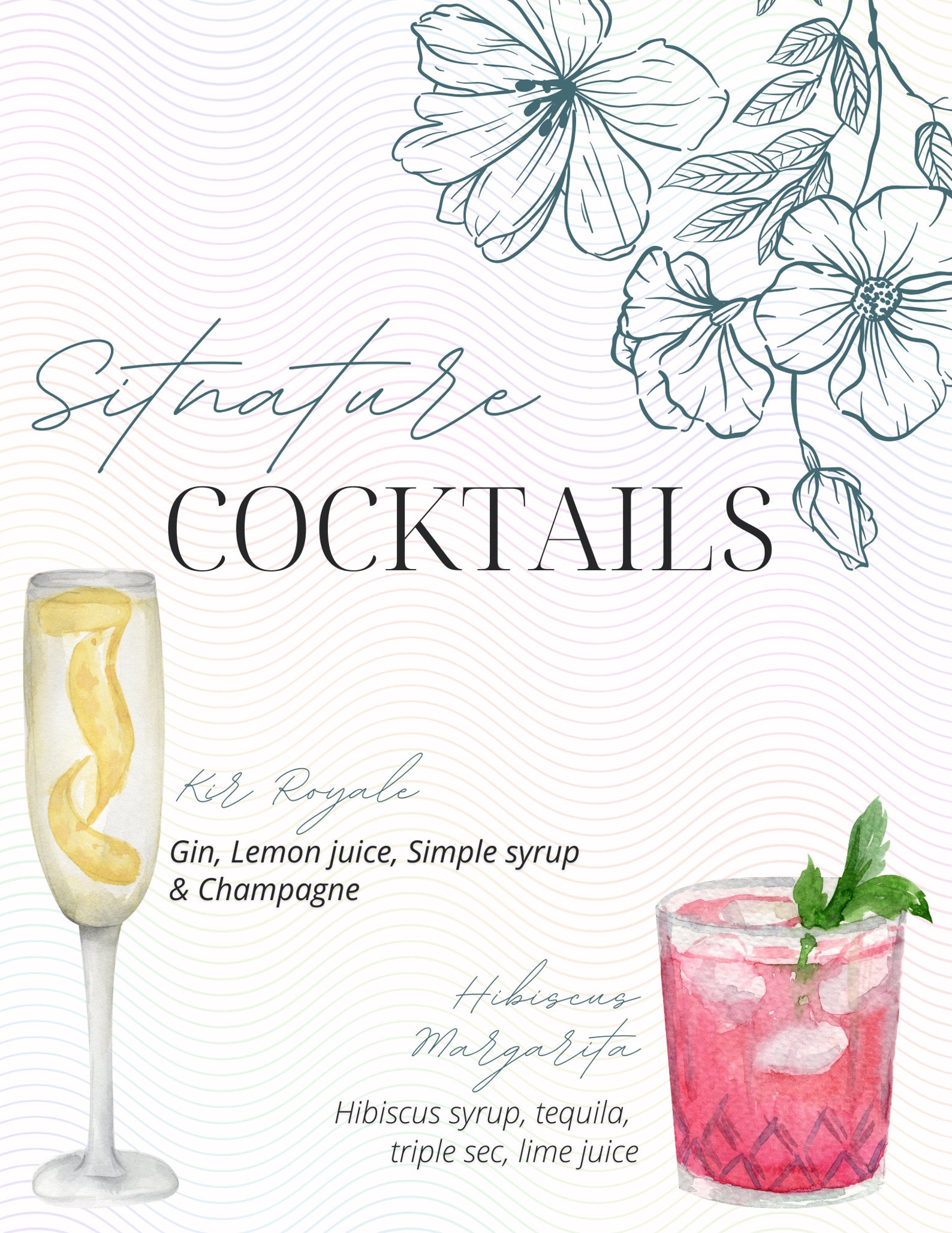 Signature Cocktails Menu - Etsy