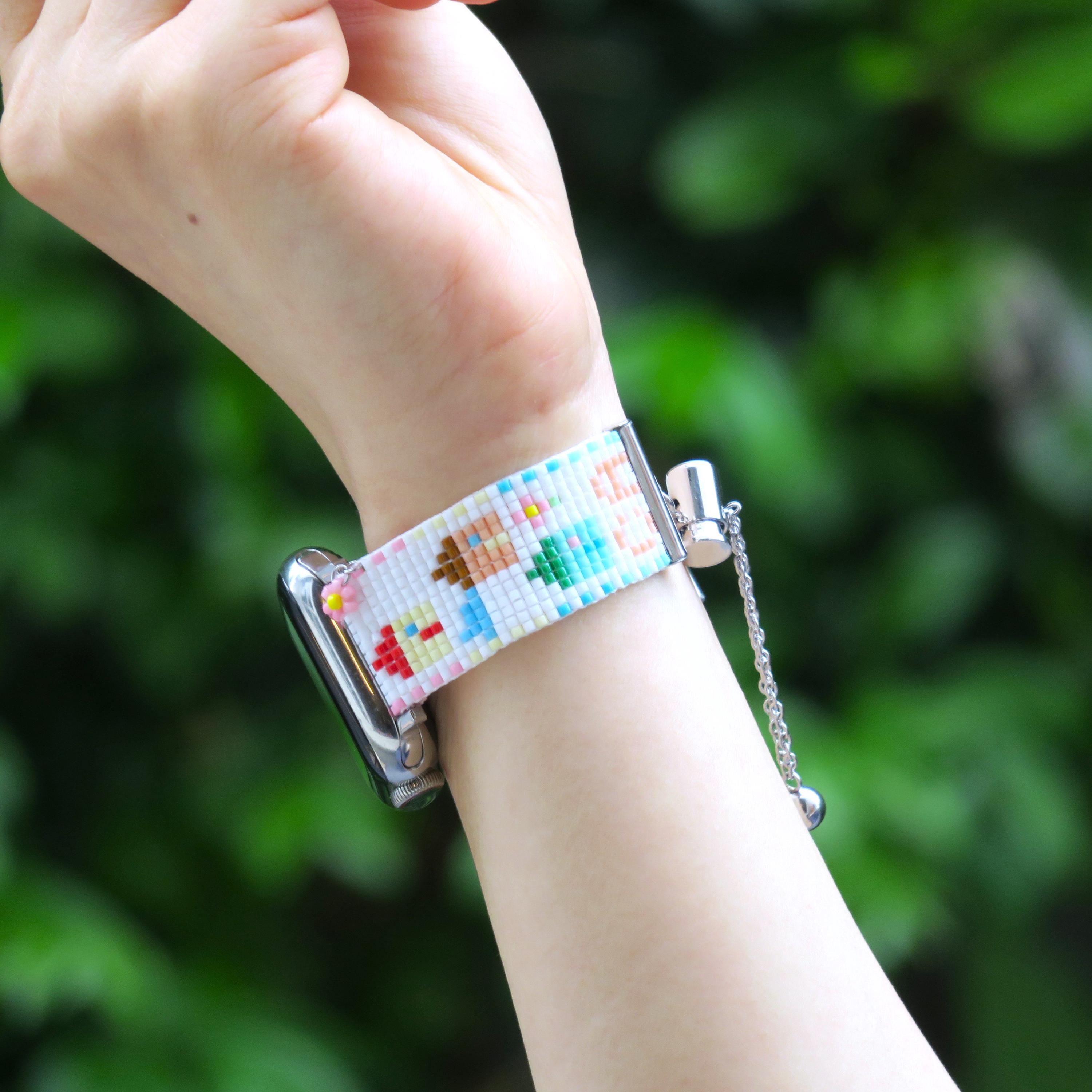 Beaded Apple Band Handmade Watch Strap Beaded Iwatch Band Handcraft ...