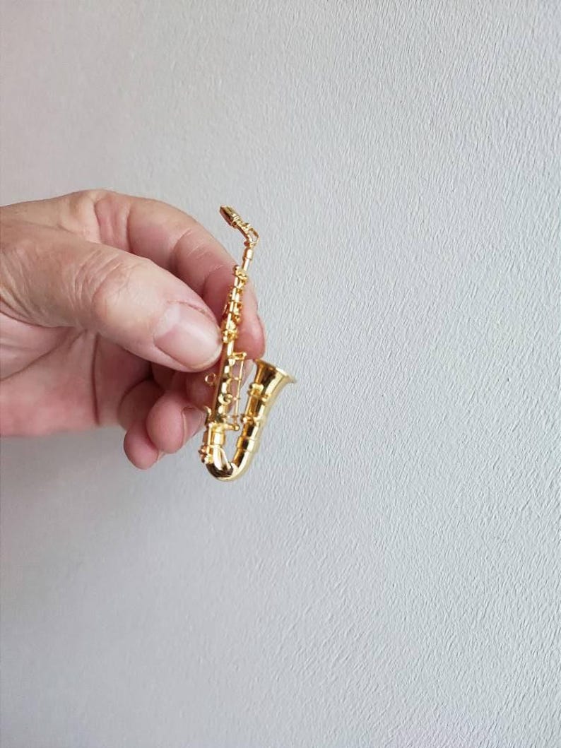 Miniature Saxophone Instrument, Vintage Miniature of Saxophone in Gold ...