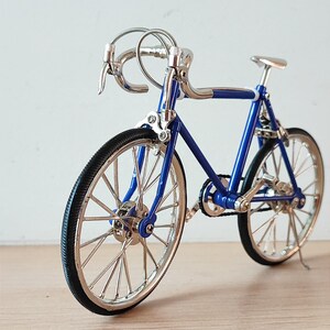 Blue Bicycle Miniature, Collectible Racing Bicycle Figurine, Movable ...