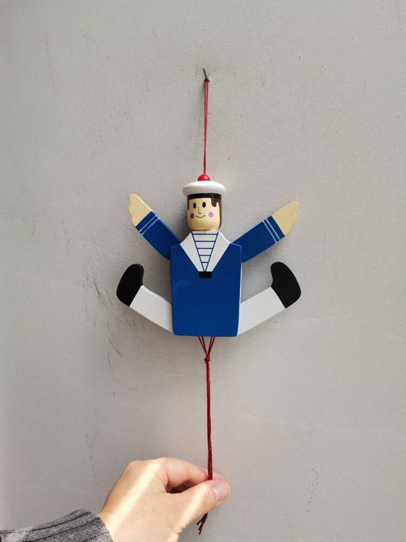 Wooden Sailor Marionette, Wooden Puppet of Boy Sailor, Moving Parts ...