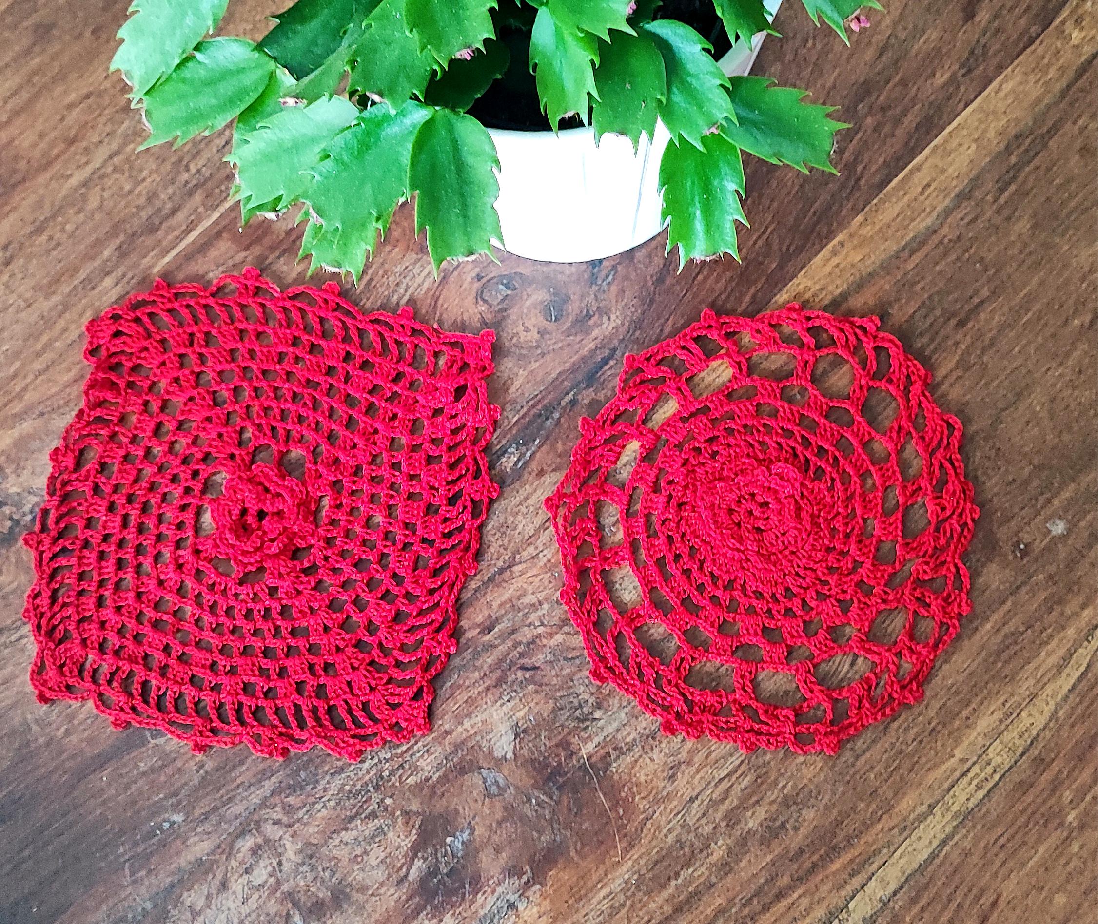Red Doilies Set, Round and Square, Vintage Red Doilies, Vintage House ...