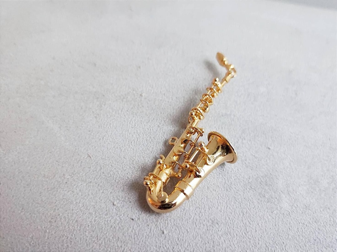 Miniature Saxophone Instrument, Vintage Miniature of Saxophone in Gold ...
