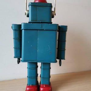 Blue Robot Toy, Tin Metal Robot Toy, Vintage Robot Figurine With ...