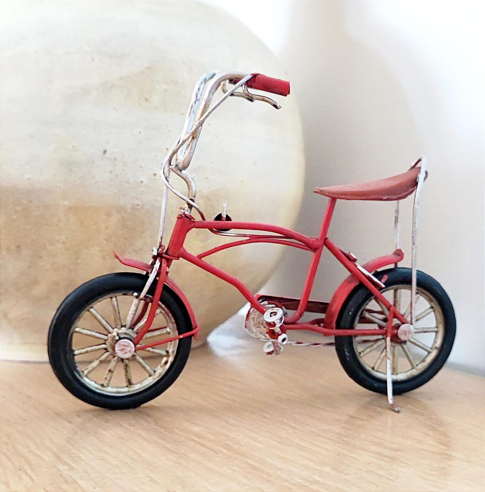Red Bicycle Miniature, Vintage Collectible Toy, Red Bicycle, Movable ...