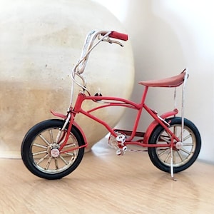 Red Bicycle Miniature, Vintage Collectible Toy, Red Bicycle, Movable ...