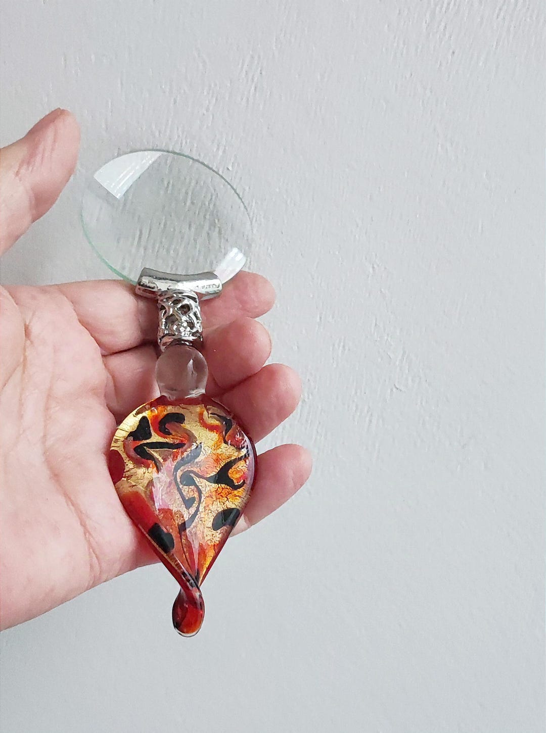 Ornate Magnifying Glass, Vintage Magnifying Glass With Red Glass Handle ...