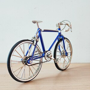 Blue Bicycle Miniature, Collectible Racing Bicycle Figurine, Movable ...
