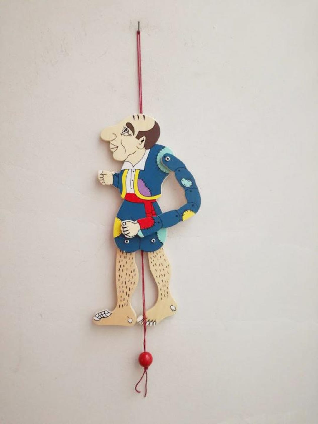 Vintage Karagiozis Puppet, Wooden Karagiozis Puppet, Colourful Greek ...