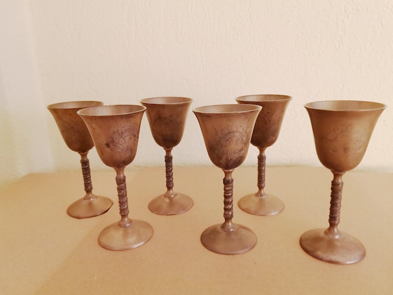 Vintage Brass Goblets, Handmade Liqueur Goblets, Brass Drinking Goblets ...