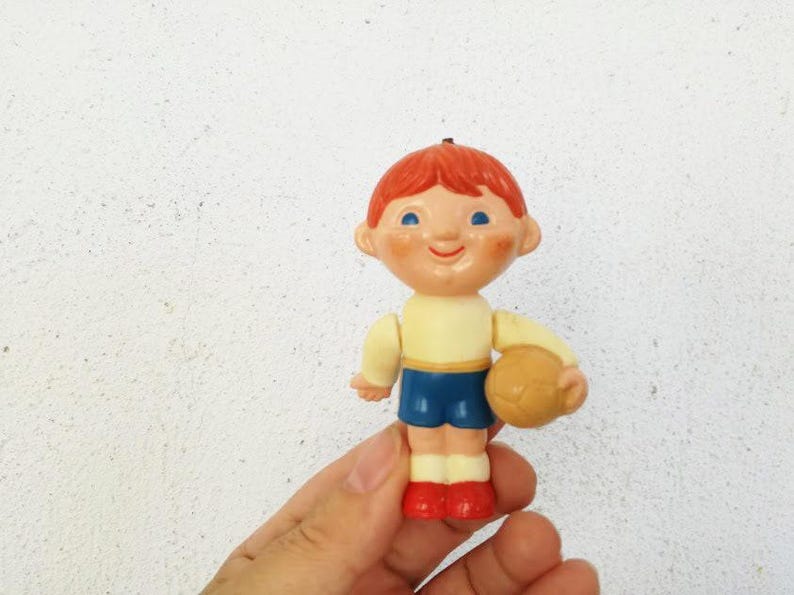 Plastic Boy Figurine, Vintage Toy, Boy Figurine With Football ...