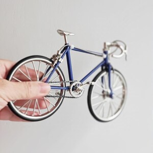 Blue Bicycle Miniature, Collectible Racing Bicycle Figurine, Movable ...