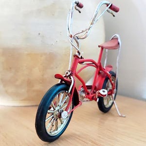 Red Bicycle Miniature, Vintage Collectible Toy, Red Bicycle, Movable ...