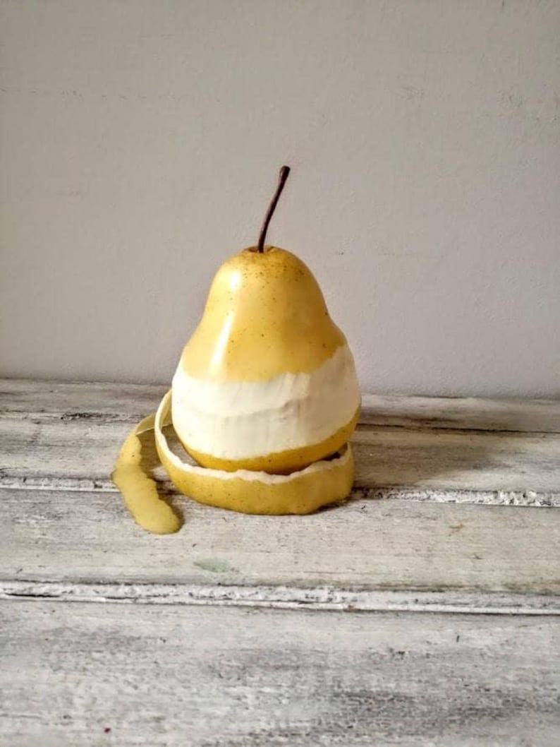 Peeled Plastic Pear Sculpture, Life Size Yellow Pear, Vintage, Rustic ...