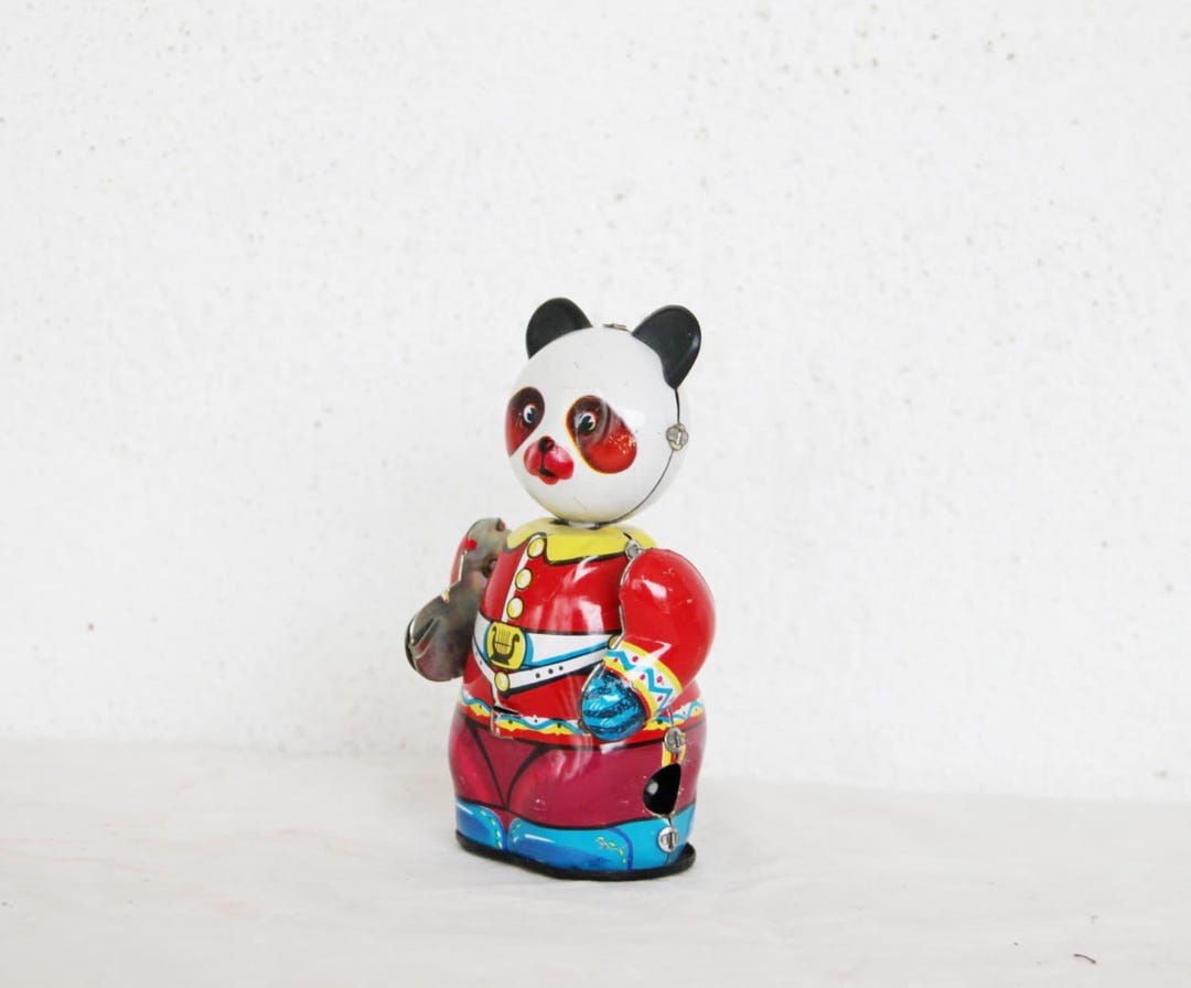 Vintage Panda Tin Toy, Panda Wind up Toy, Red Suit Panda Toy ...