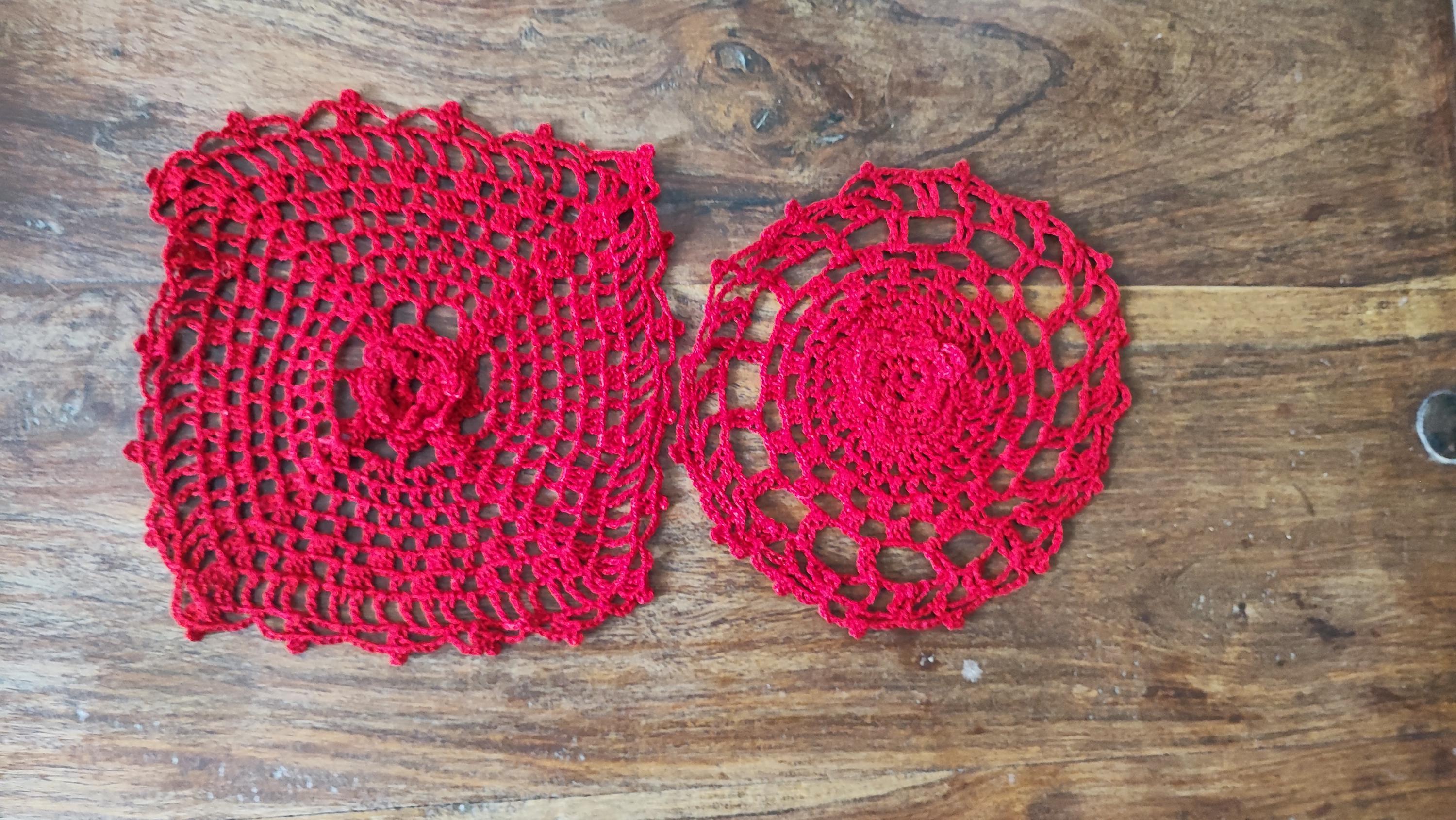 Red Doilies Set, Round and Square, Vintage Red Doilies, Vintage House ...