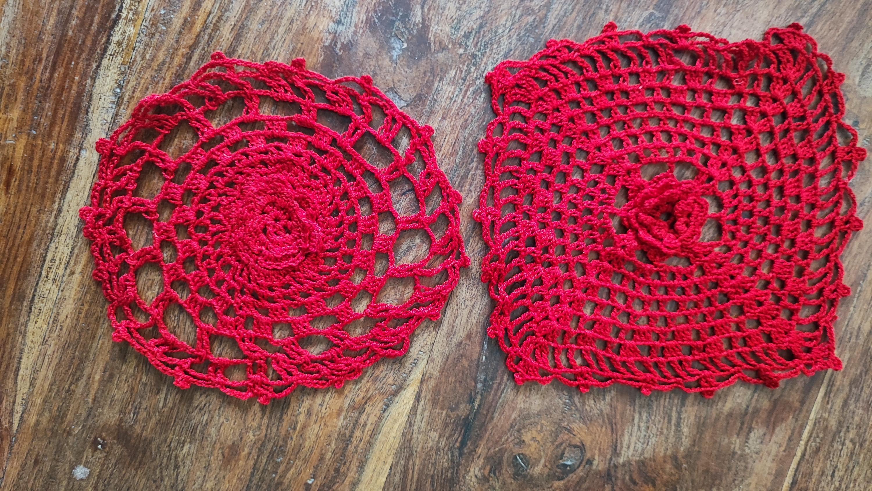 Red Doilies Set, Round and Square, Vintage Red Doilies, Vintage House ...