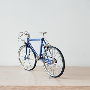 Blue Bicycle Miniature, Collectible Racing Bicycle Figurine, Movable ...