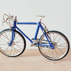 Blue Bicycle Miniature, Collectible Racing Bicycle Figurine, Movable ...