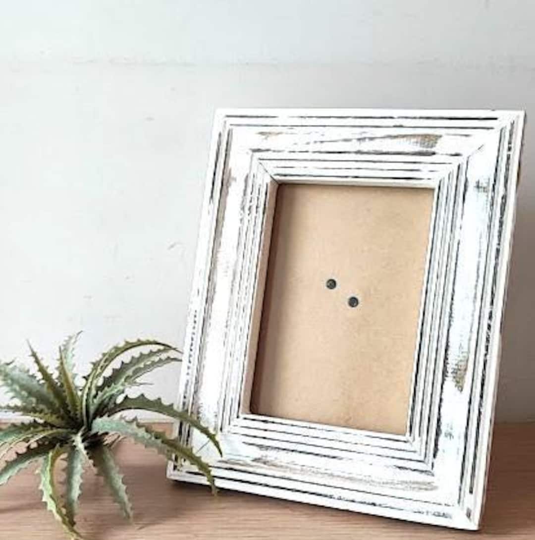 White Rustic Frame, Distressed Photo Frame With White Mate Varnish ...