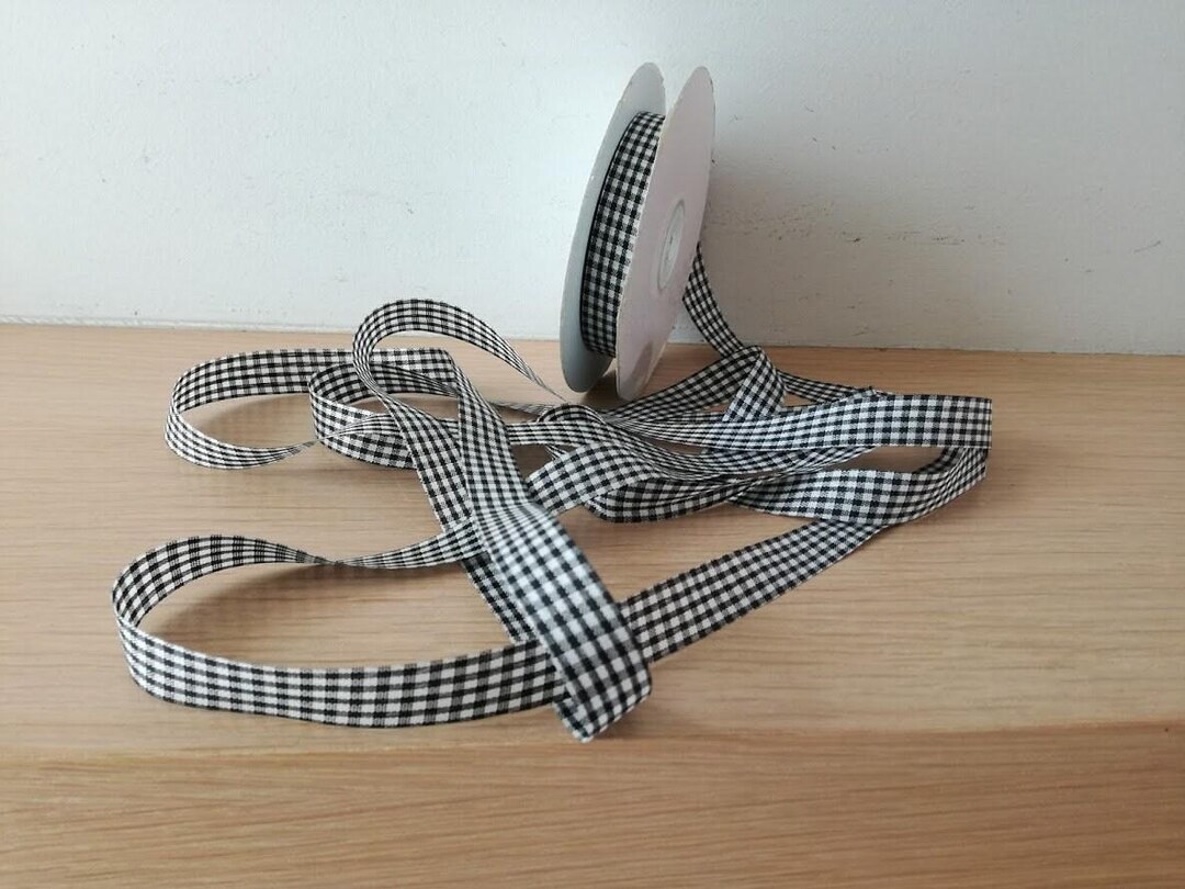 Black and White Check Ribbon, Gingham Black N White Trim, Buffalo Plaid ...