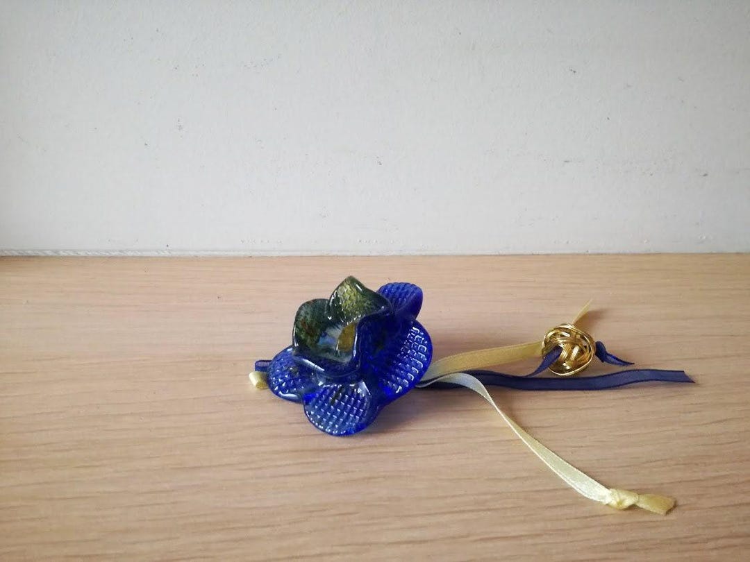Vintage Glass Rose, Blue, Hand Blown Glass Rose Miniature, Royal Blue ...