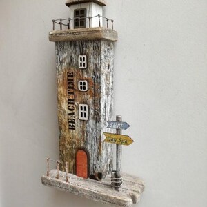 Decorative Wooden Lighthouse, Lighthouse Little Lamp, Rustic Boho ...