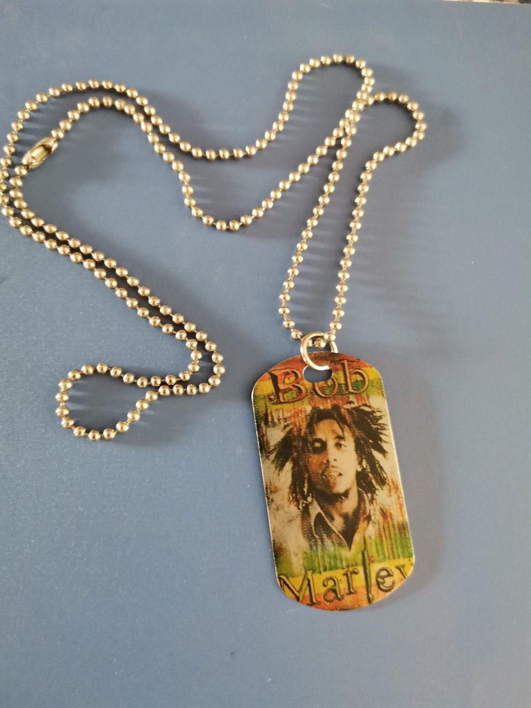 Bob Marley Necklace, Vintage Bob Marley Pendant on Ball Chain, Alloy ...