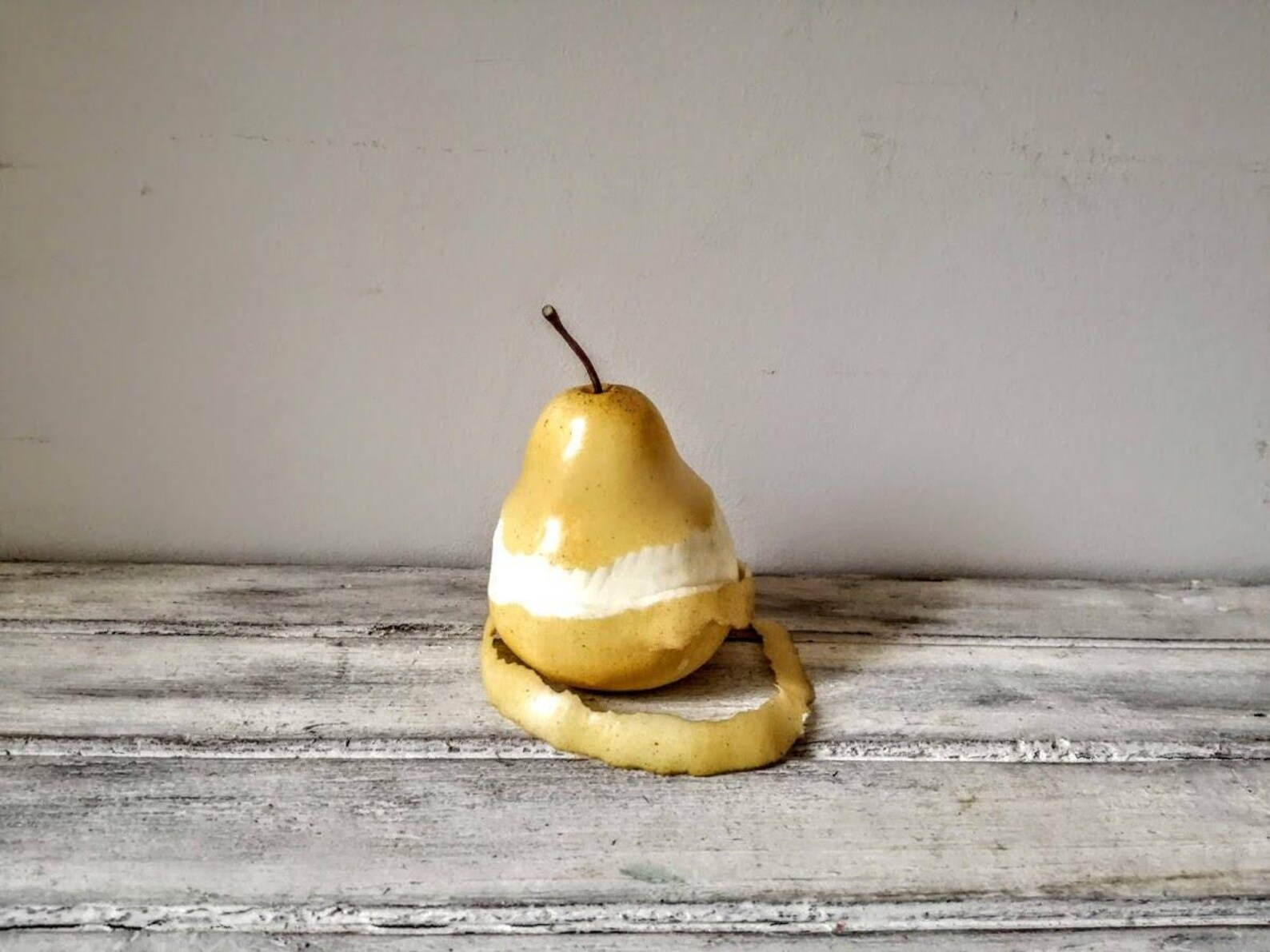 Peeled Plastic Pear Sculpture, Life Size Yellow Pear, Vintage, Rustic ...