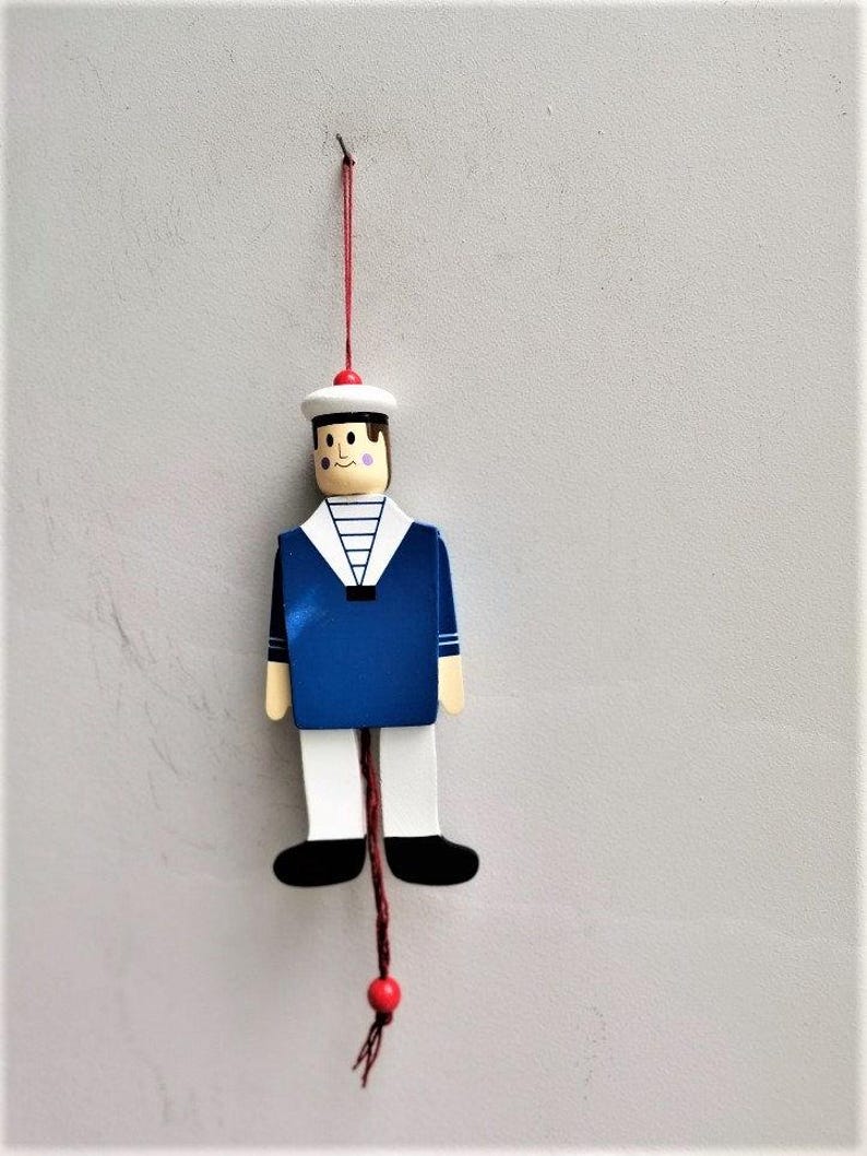 Wooden Sailor Marionette, Wooden Puppet of Boy Sailor, Moving Parts ...