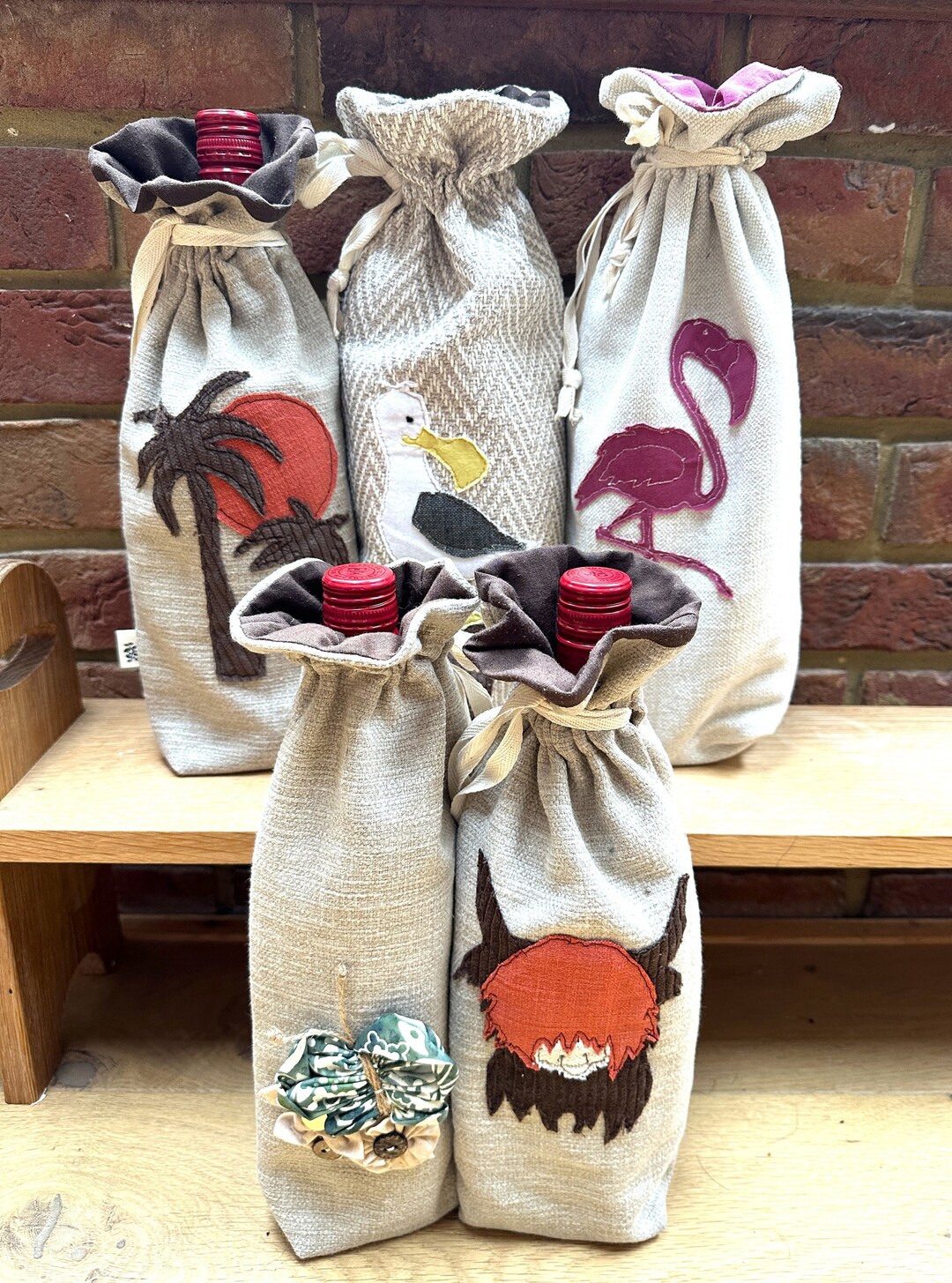 Applique Bottle Gift Bag: Reusable Drawstring Fabric Bag - Etsy