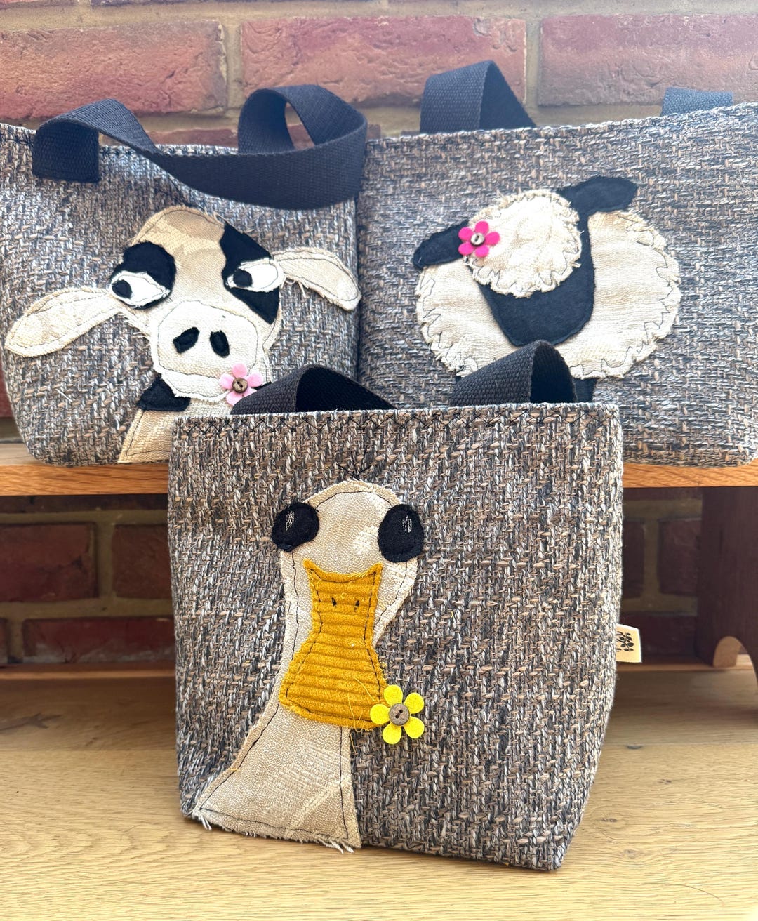 Cute Character Bags, Eco Friendly Farm Animal Tote Bag, Sheep, Cow and ...