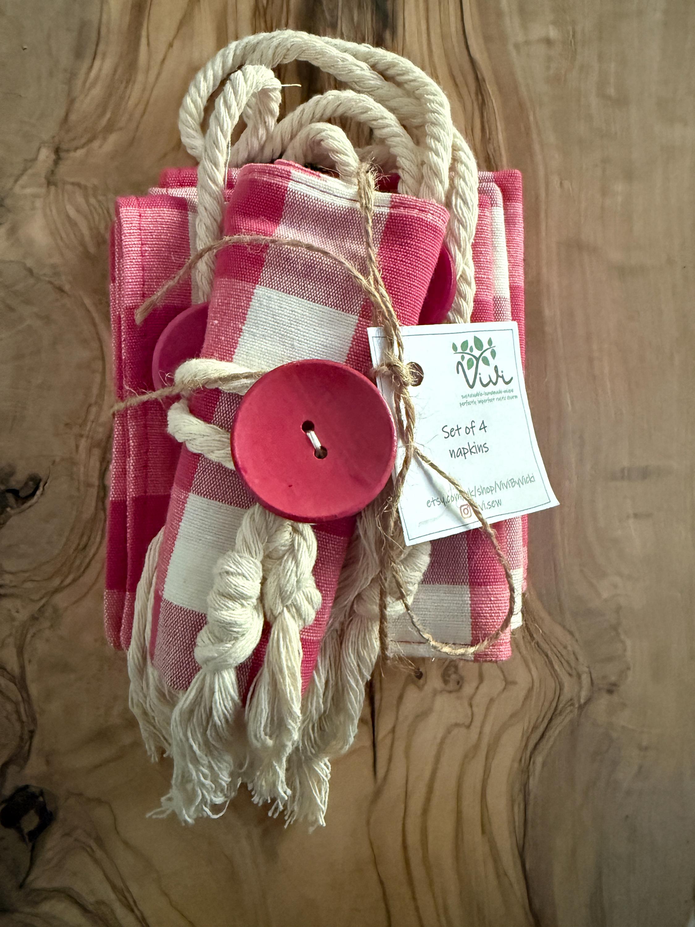 Handmade Napkin Set With Rings: Rustic Boho Reusable Fabric - Etsy