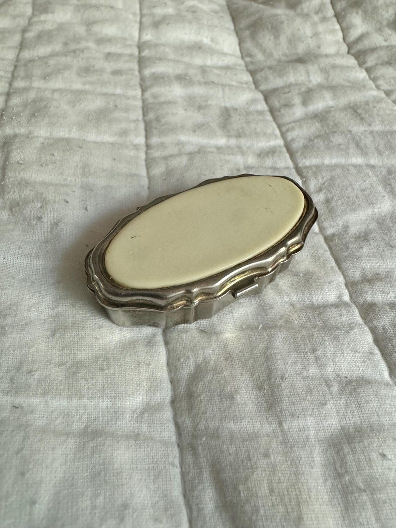 Vintage Silver Pill Box With Enamel Top - Etsy