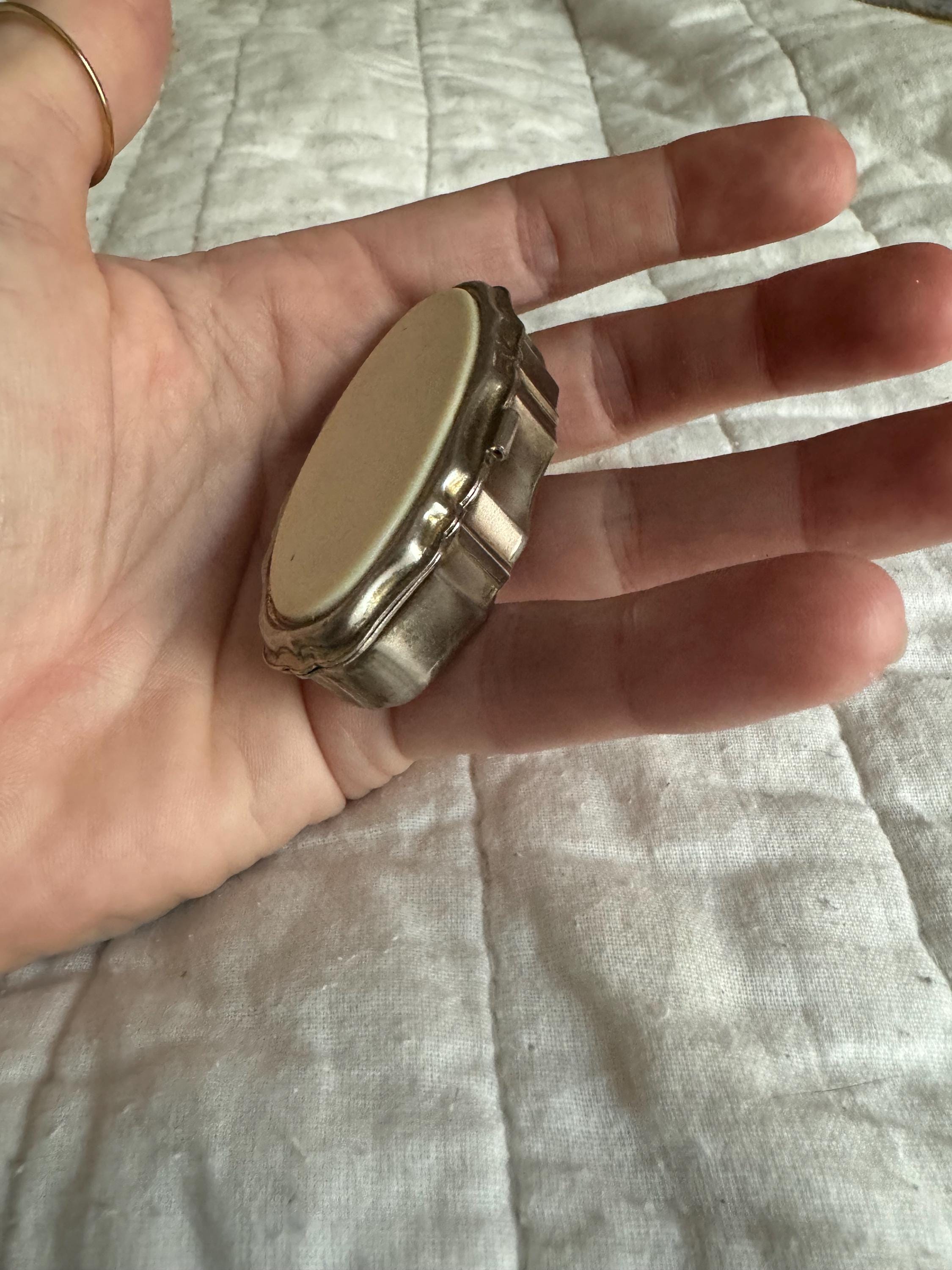 Vintage Silver Pill Box With Enamel Top - Etsy