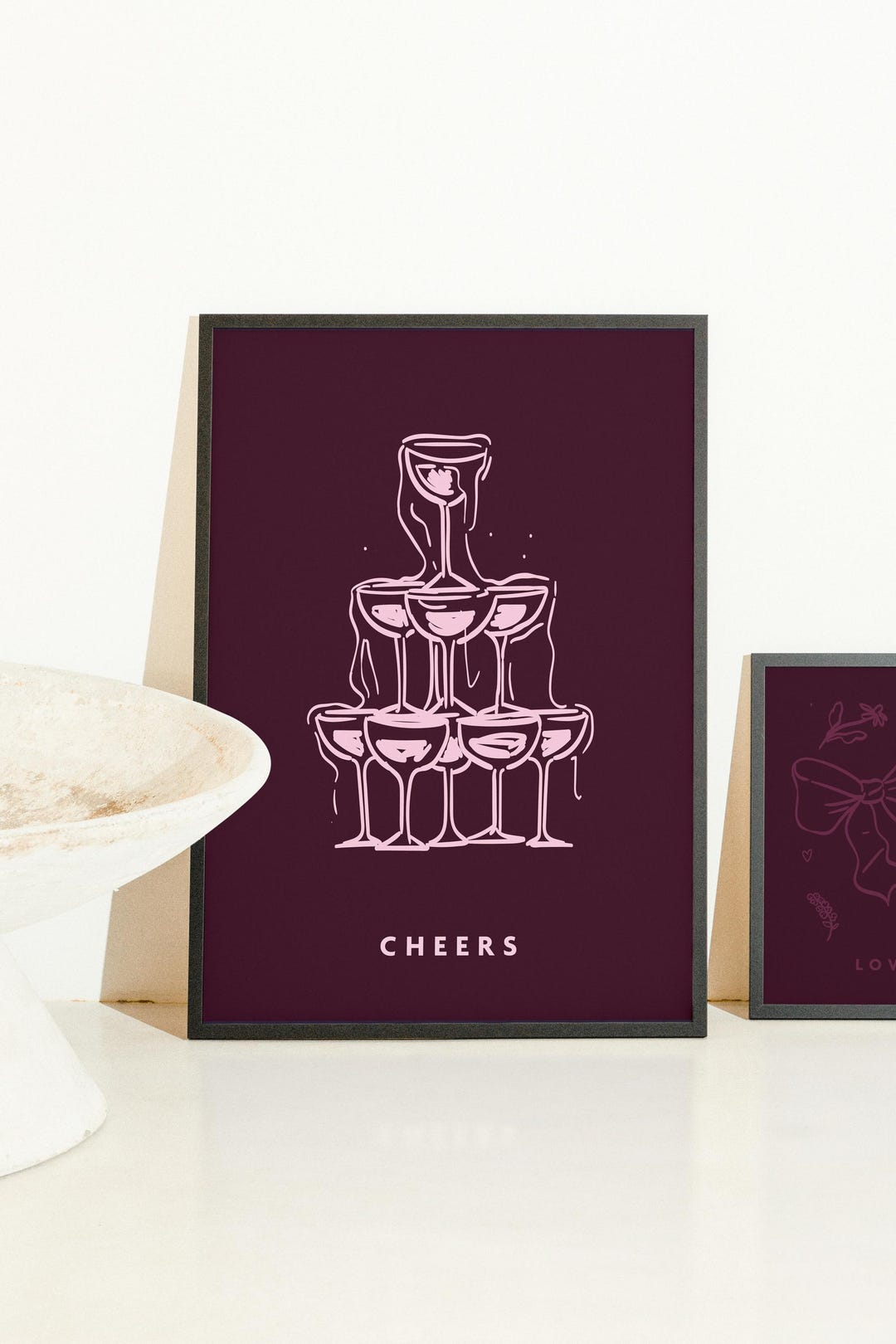 Champagne Cheers Line Drawing Modern A3 Poster - Etsy