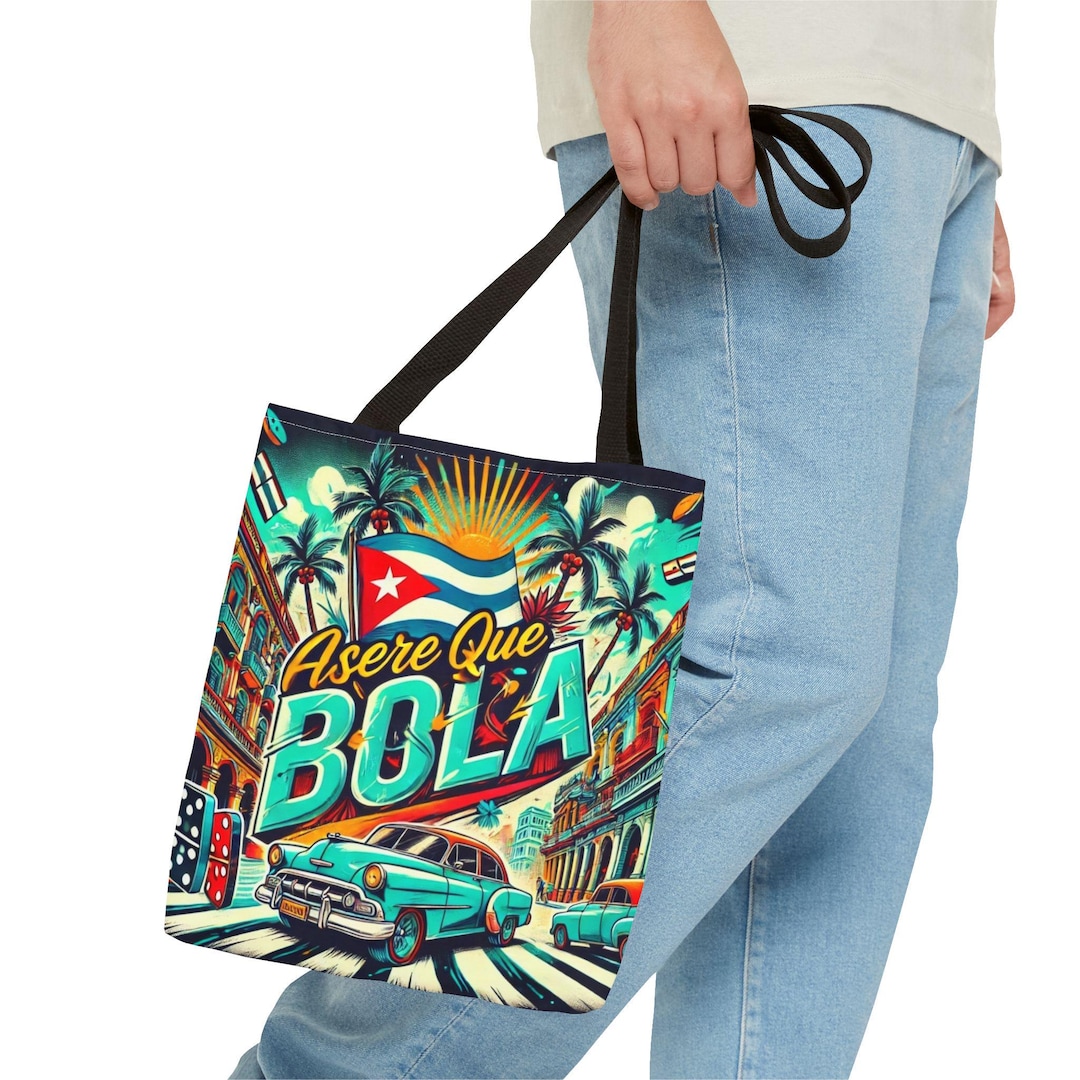 Cuban Tote Bag "asere Que Bolá" | Havana Culture Market Bag | Tropical ...