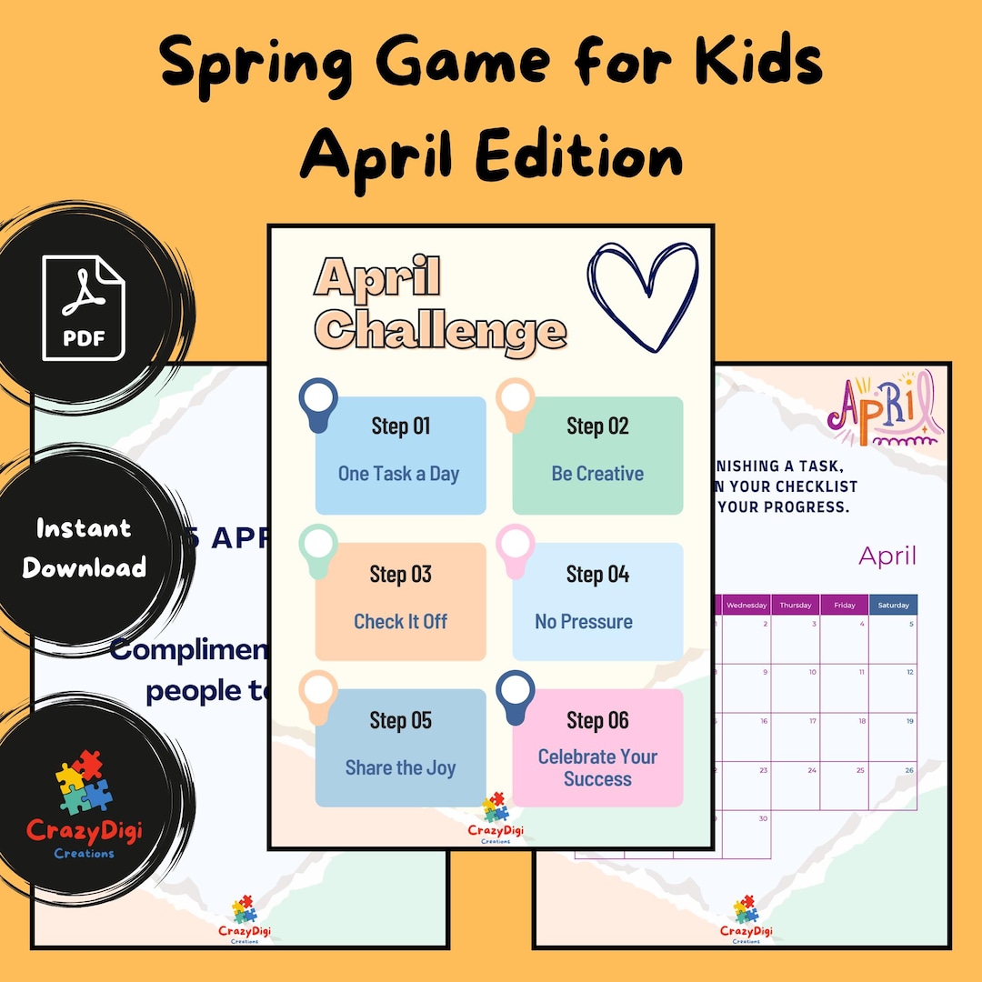 Spring Game for Kids – 30-day April Challenge | Fun Printable PDF With ...