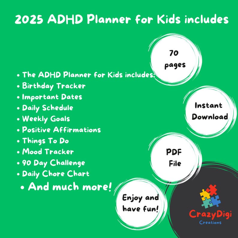 2025 ADHD Planner for Kids: Printable Daily Organizer to Help Kids Stay ...